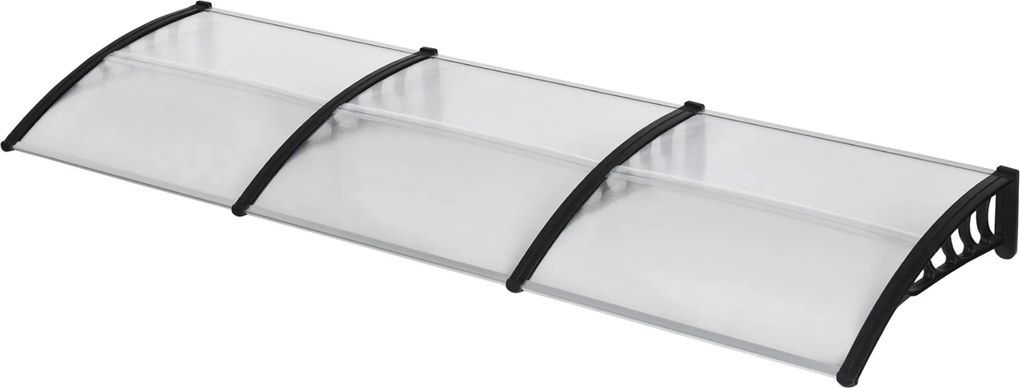 Outsunny Plachta Křídla pro Přední Dveře 303 x 96 x 27 cm s Ochrannou proti UV, Ochrana proti dešti, Slunečník pro Venkovní Použití, Hliník Černý | Ao