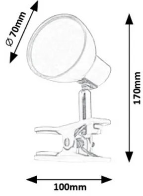 Rabalux NOAH LED lampička s klipem 5W | 360lm | 3000K - černá
