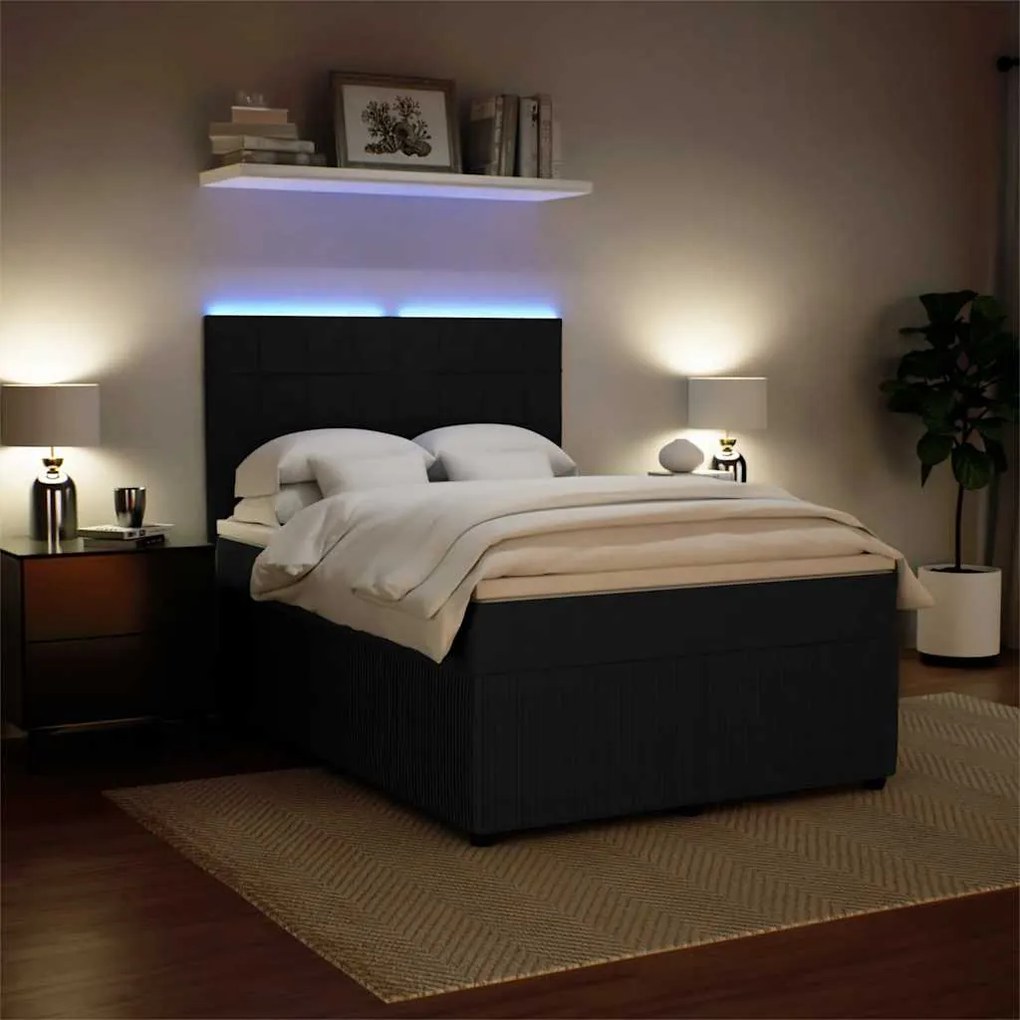 Box spring postel s matrací černá 140 x 190 cm samet 3294636