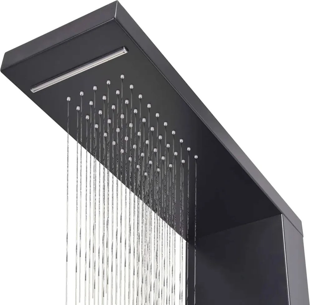Sprchový panel set hliníkový matný černý 142373