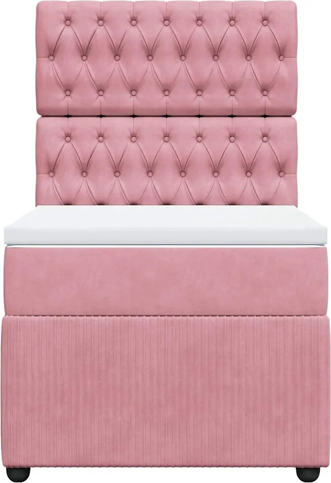 Box spring postel s matrací růžová 100x200 cm samet 3292273