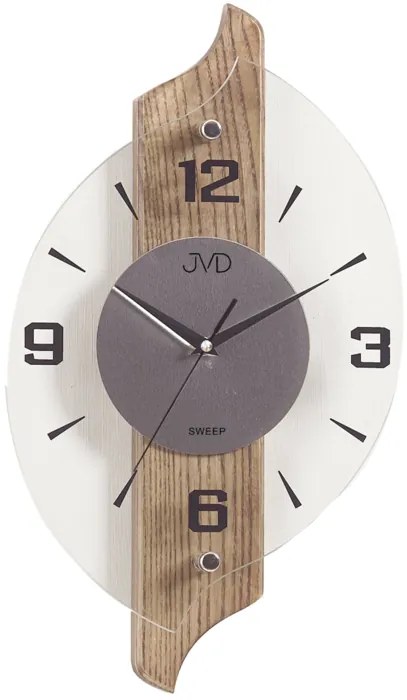 Netikající tiché dřevěné skleněné hodiny JVD NS18007/78 s tichým chodem POSLEDNÍ KS STAŇKOV