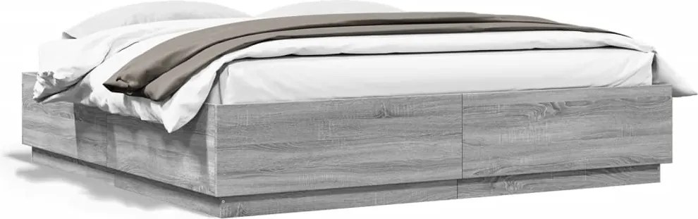Rám postele šedý sonoma 200 x 200 cm kompozitní dřevo 3209679