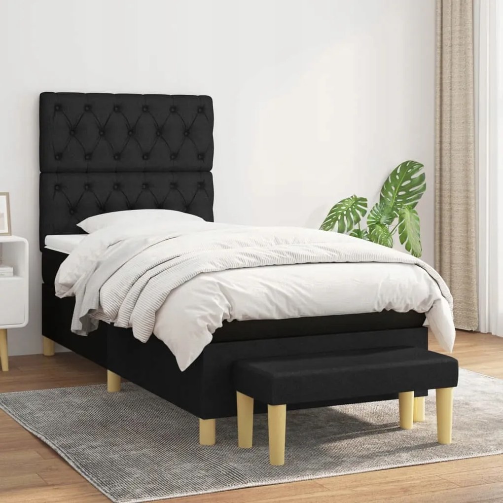 Box spring postel s matrací černá textil černá