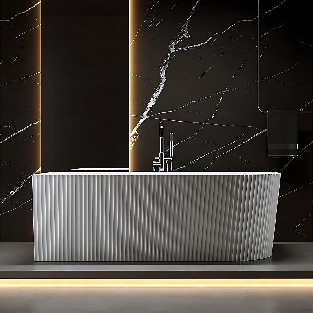 Rea Wenus, akrylová rohová vana 1700x800x575 mm, levá, bílá s měděnou matnou odtokovou zátkou, KPL-W8129