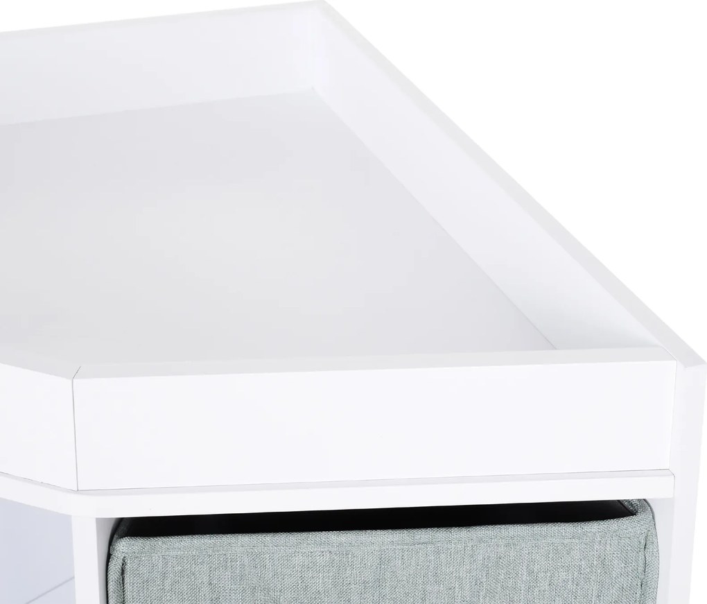 HOMCOM® Rohové regálové policové stojanové regály s 3 zásuvkami, úsporné místo, MDF, bílé