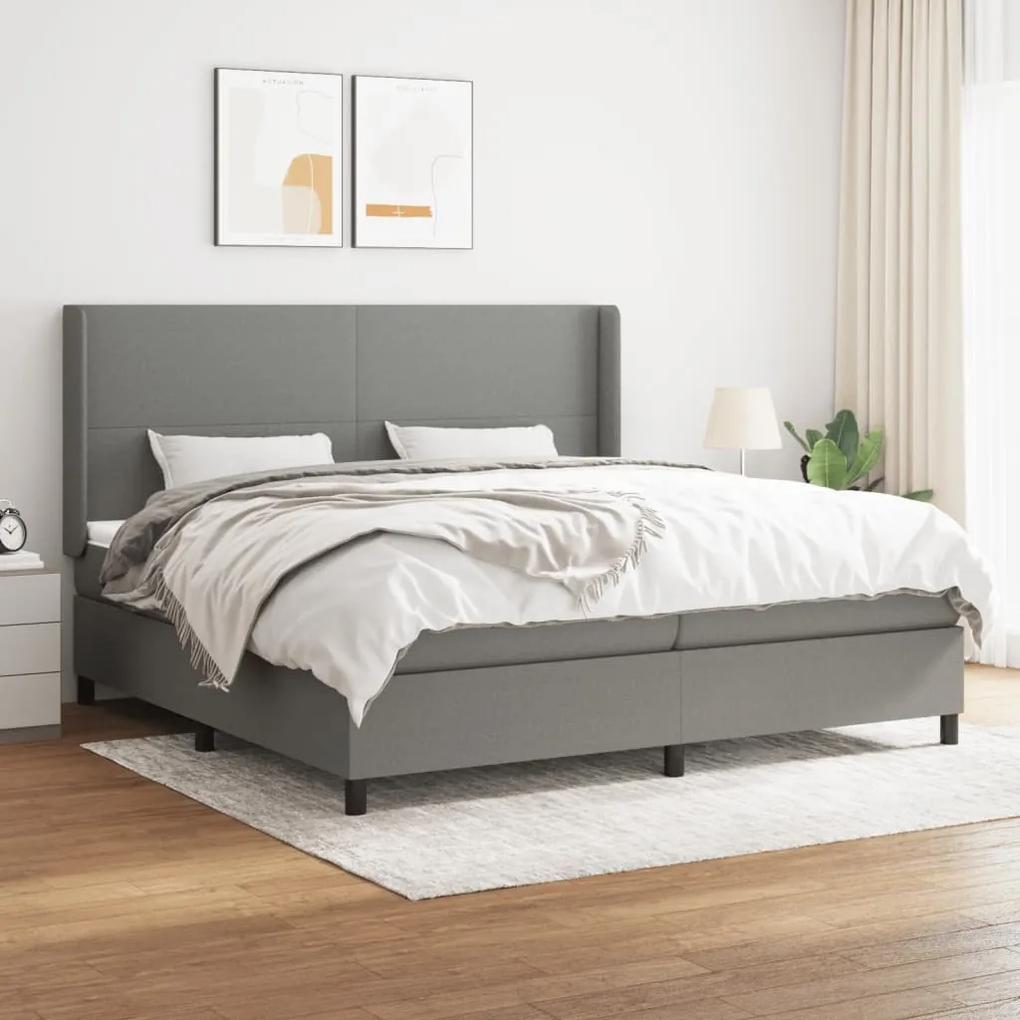 Box spring postel s matrací tmavě šedá 200x200 cm textil,  3131298