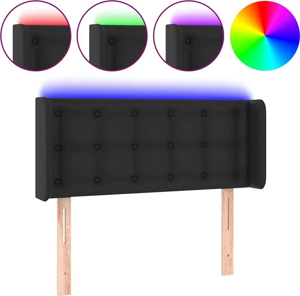 Čelo postele s LED černé 83 x 16 x 78/88 cm umělá kůže 3123308