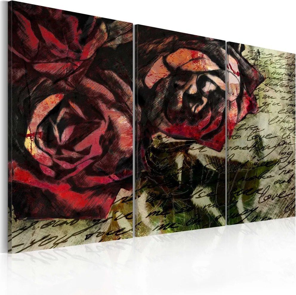 Obraz na plátně Bimago - Love letter - triptych 60x40 cm