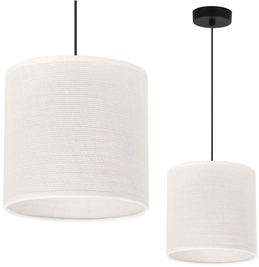 Závěsné svítidlo Juta, 1x bílé jutové stínítko, (fi 15cm), b