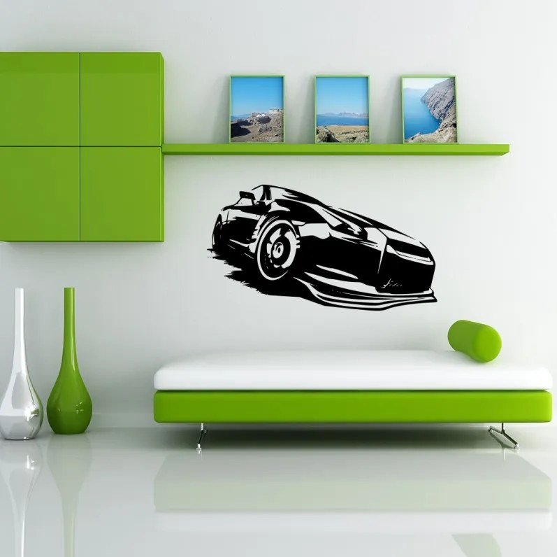 Živá Zeď Samolepka na zeď Abstraktní auto Barva: černá, Velikost: 60 x 33 cm