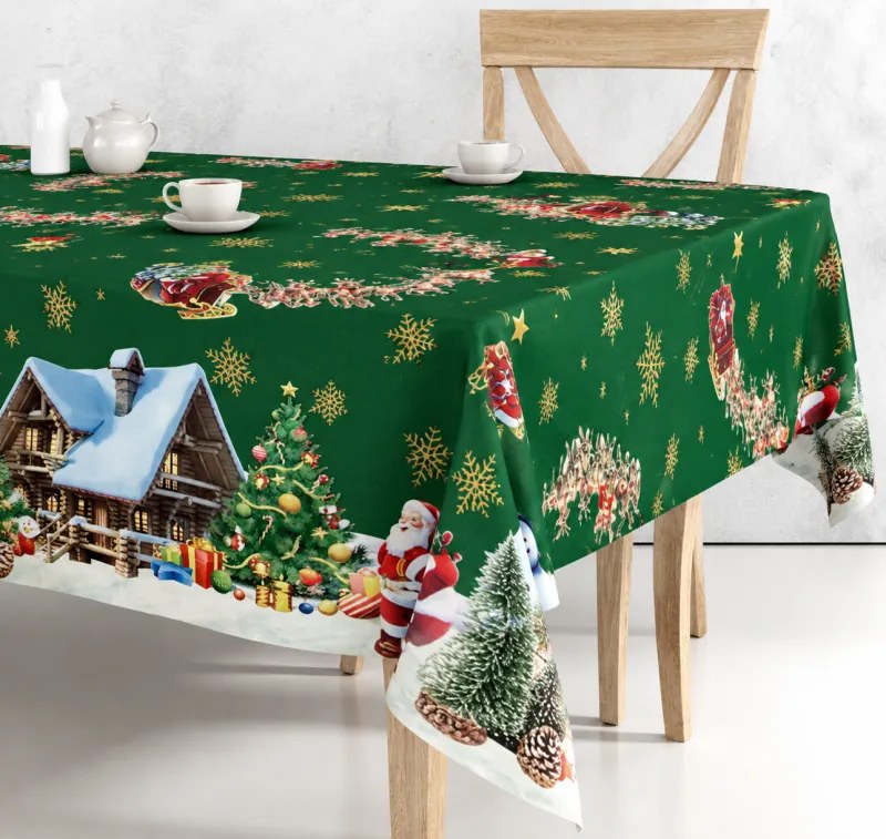 Ubrus PVC M-134C - Vánoční zelený - Role 140cm x 20m