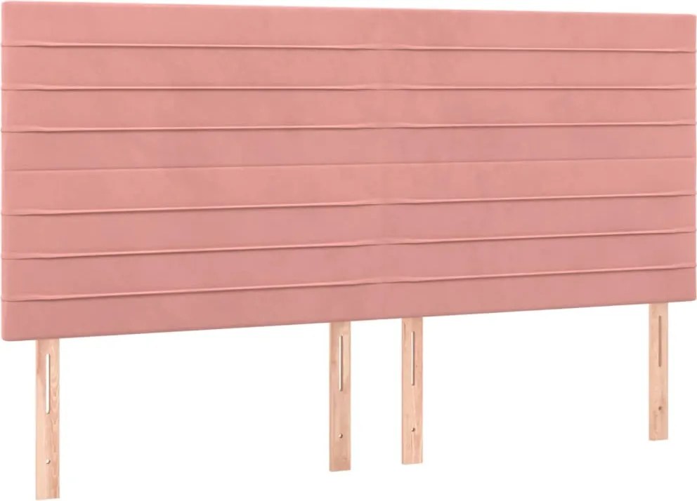 Box spring postel s matrací a LED růžová 160x200 cm samet 3136196