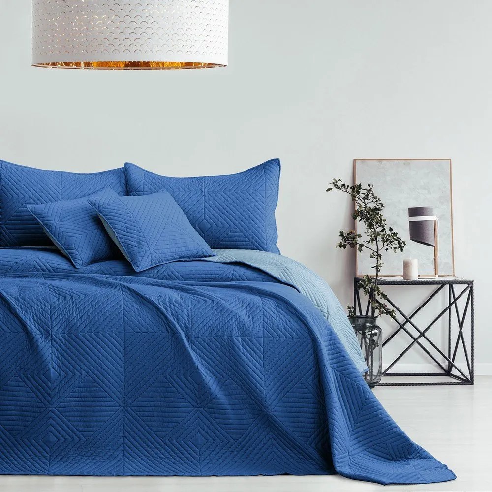 Modrý prošívaný přehoz z mikrovlákna 240x260 cm Softa – Restilo