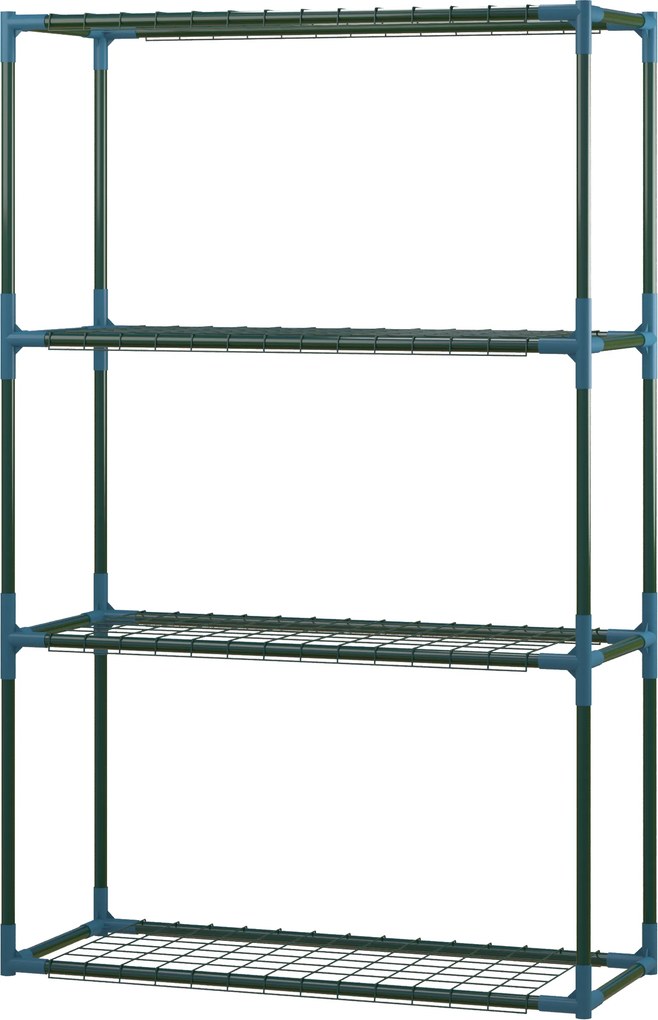 Outsunny police na rostliny, sada 2 kusů, 4-patrový držák na květináče na balkon/zahradu, ocel, zelená, 70x27x110cm