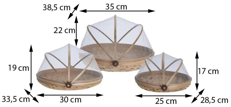 Bambusový košík na ovoce Abigail, sada 3ks, 30x19 cm + 35x22 cm + 25x17 cm