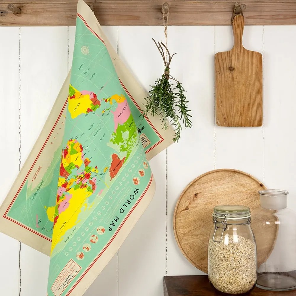 Bavlněná utěrka Rex London World Map, 50 x 70 cm