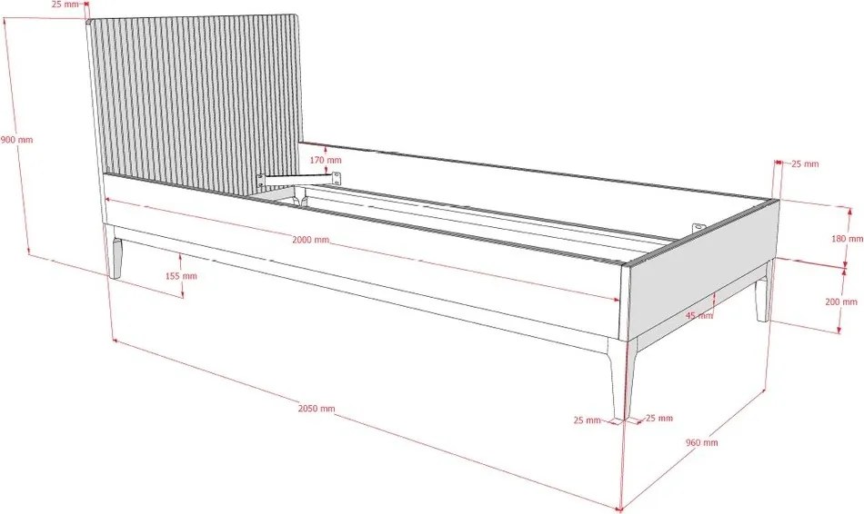 Jednolůžková postel z dřevotřísky v dekoru ořechu bez roštu 90x200 cm v tmavě přírodní barvě Ilyas – Vipack