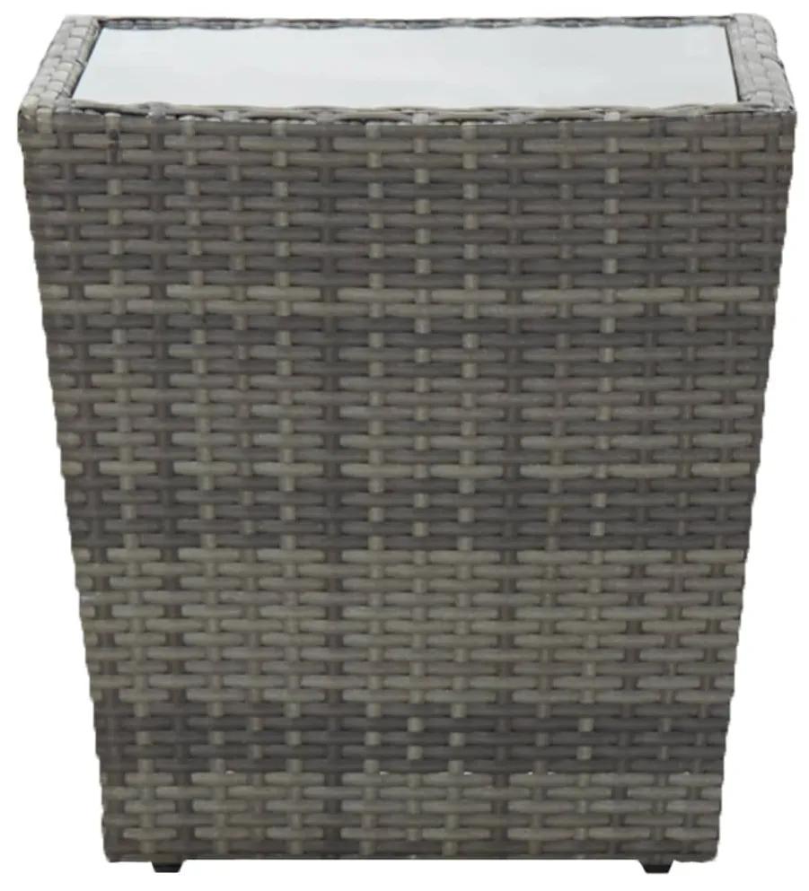 Čajový stolek šedý 41,5 x 41,5 x 43 cm polyratan tvrzené sklo - Default Title