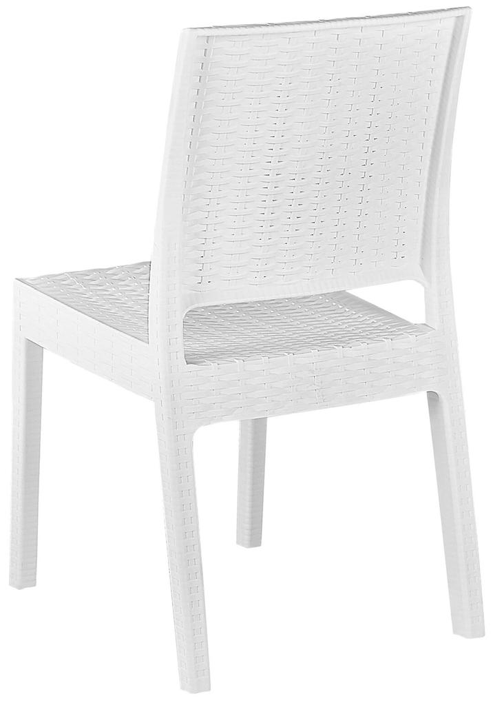 Sada 2 zahradních židlí v ratanovém vzhledu bílá FOSSANO Beliani