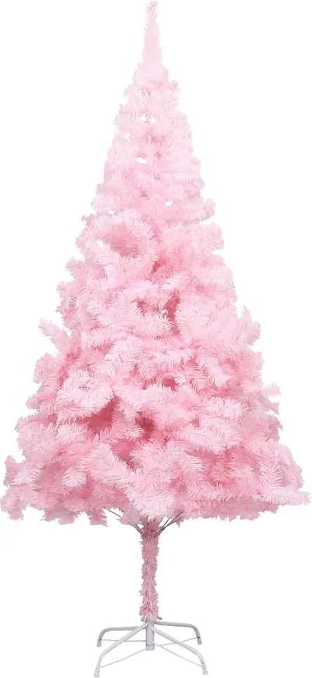 Umělý vánoční stromek s LED a sadou koulí růžový 210 cm PVC 3077500