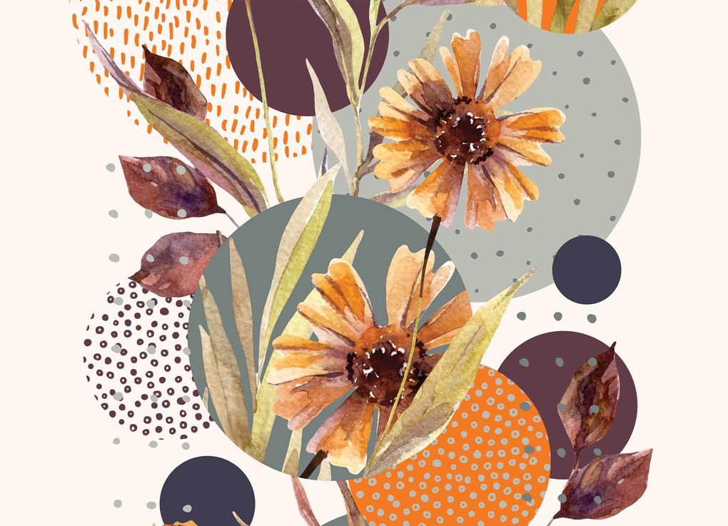 Malvis ® Tapeta Akvarelové květiny a tvary Vel. (šířka x výška): 144 x 105 cm