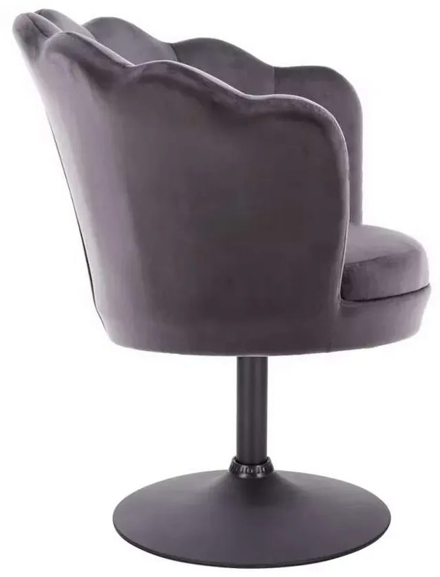 LuxuryForm DESIGN Otočné křeslo FREY VELUR na černém talíři - tmavě šedé