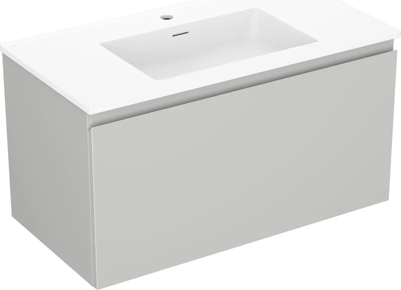 Mexen Orio, koupelnová skříňka 90 cm s umyvadlem Otis, 1 zásuvka, šedá matná/bílá matná, 91A10-09047-1-BF62-W18M01