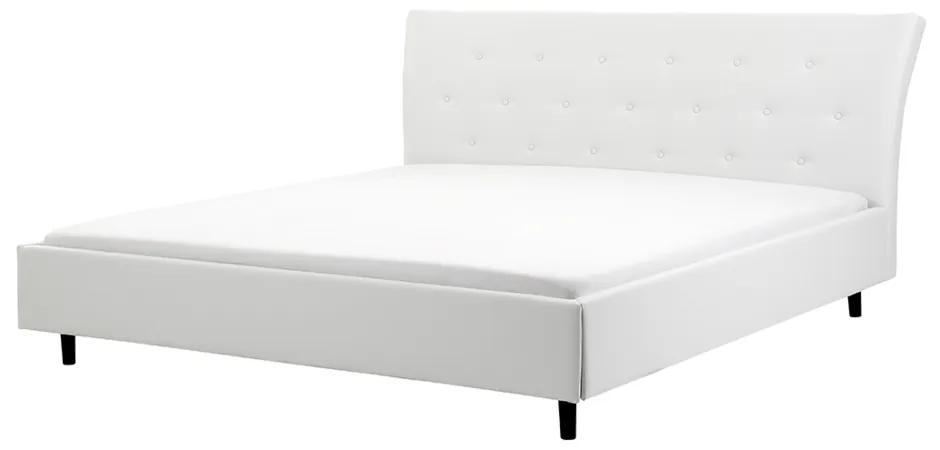 Bílá kožená postel Chesterfield 160x200 cm - SAVERNE