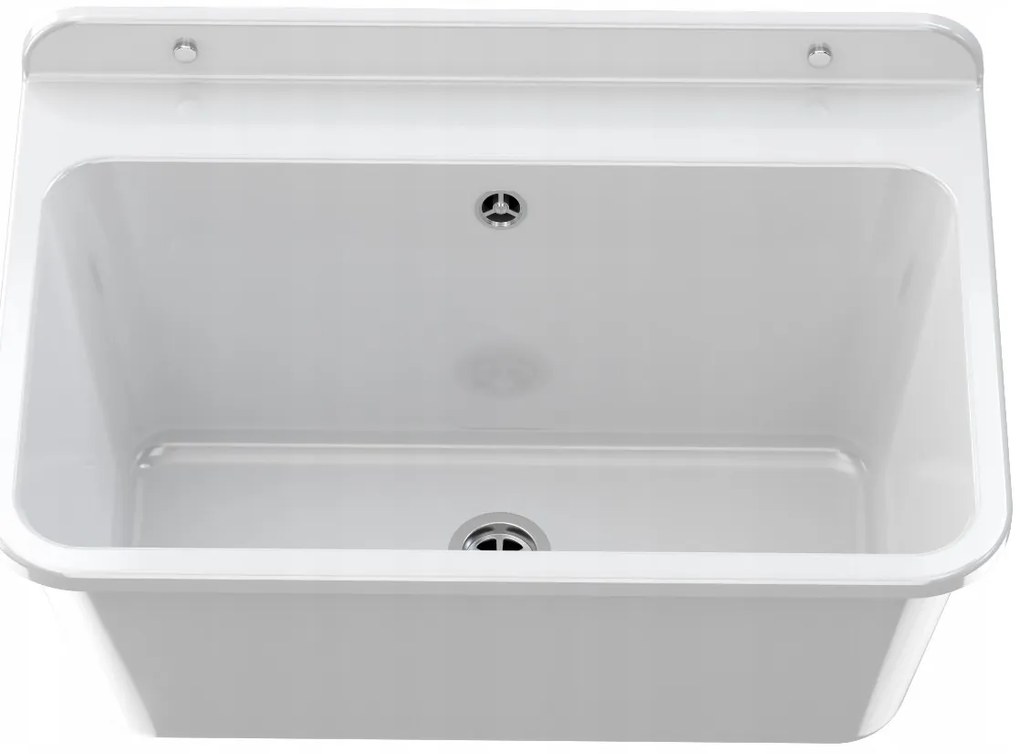 Sink Quality Universe, univerzální plastová výlevka 61x41x30 cm + sifon, 1-komorová, bílá, SKQ-KGLK60-WH