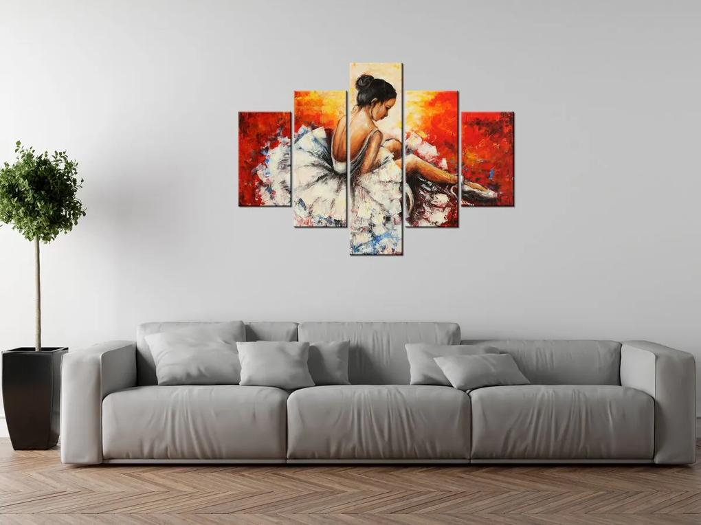 Gario Ručně malovaný obraz Unavená baletka - 5 dílný Rozměry: 100 x 70 cm