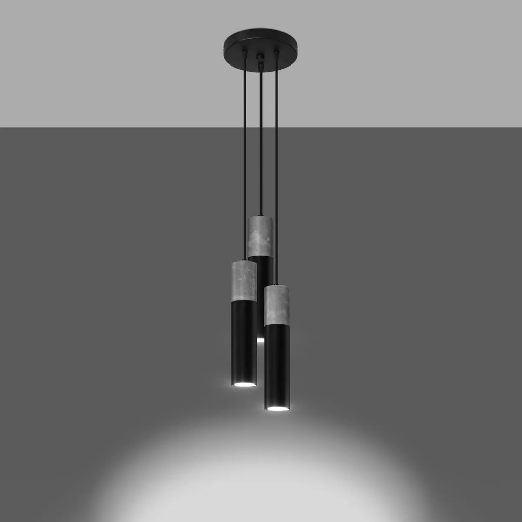 Sollux Lighting Závěsné svítidlo BORGIO 3P černé