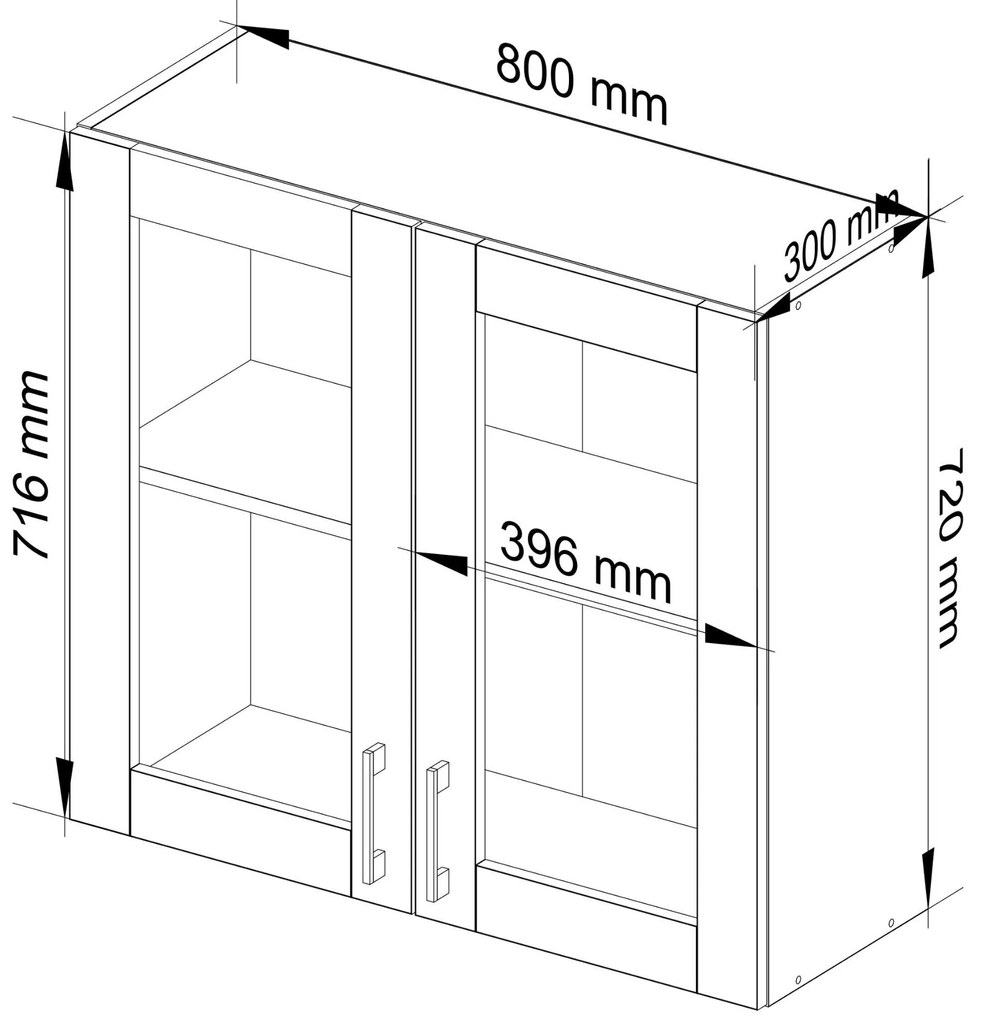 Kuchyňská závěsná skříňka ARTUS LIMA W80 H720 bílá/dub sonoma