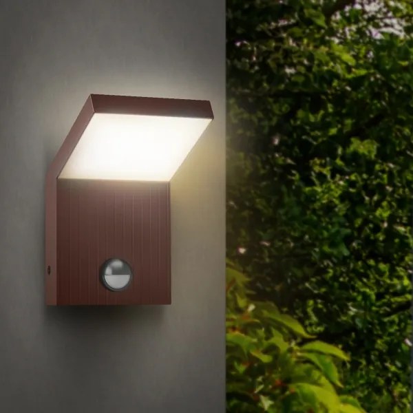 Brilagi -LED Venkovní nástěnné svítidlo se senzorem RIANO LED/8W/230V hnědá IP65