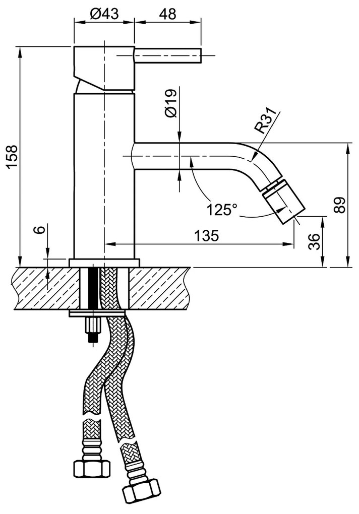 Sapho, MINIMAL stojánková bidetová baterie bez výpusti, nerez, MI003