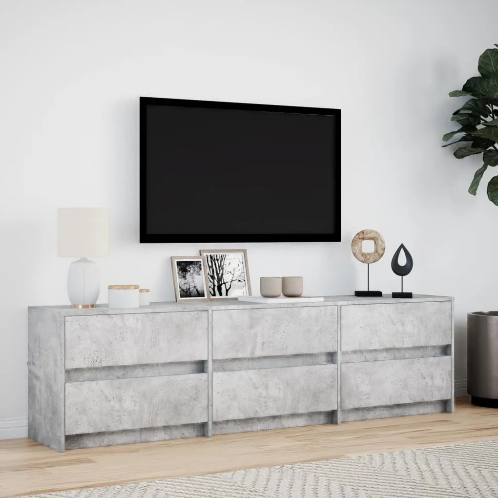 TV skříňka s LED betonově šedá 180x34x50 cm kompozitní dřevo 3307929