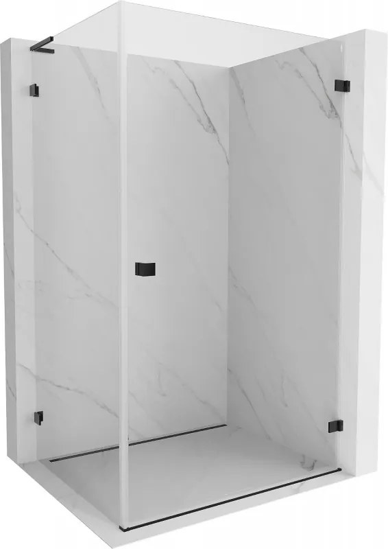 Mexen Lunar-B L pravý výklopný sprchový kout 85 x 80 cm, čiré sklo, černá matná, 832L-085-080-66-00-P