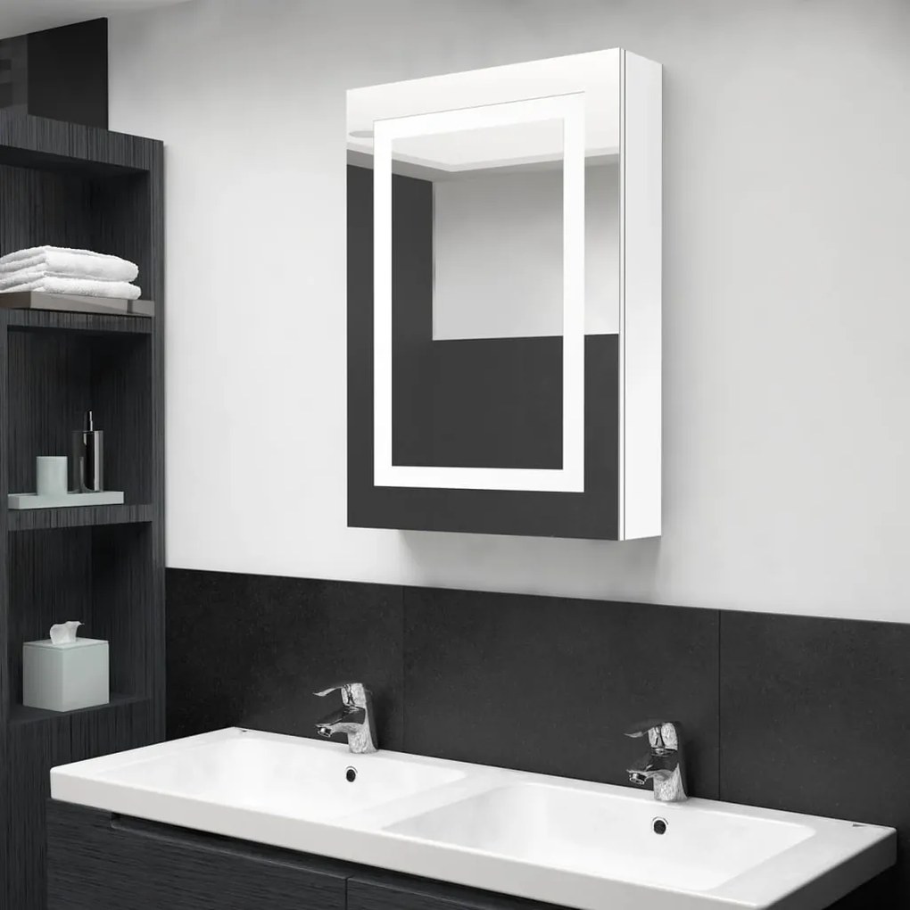 326494 vidaXL LED koupelnová zrcadlová skříňka zářivě bílá 50 x 13 x 70 cm