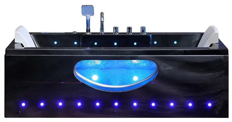 BPS-koupelny Hydromasážní vana HYD-IR933C-BL 170x84 ČERNÝ MRAMOR s ohřevem vody