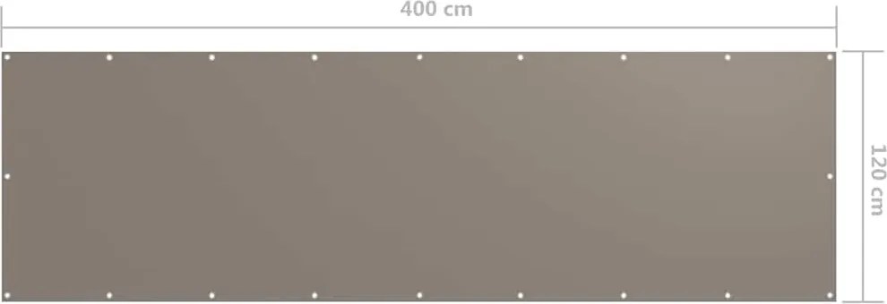 Balkónová zástěna taupe 120 x 400 cm oxfordská látka 134993