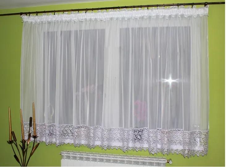 Voálová záclona Ammy zdobená širokou krajkou různé barvy 400x155cm Barva: Švestková