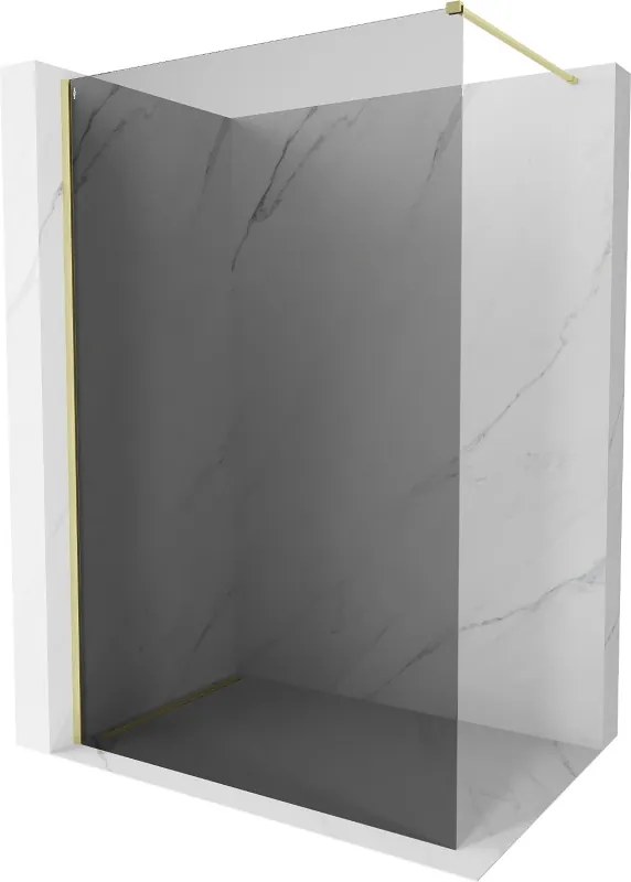 Mexen Kioto-X, sprchová zástěna 120 x 200 cm, 10mm šedé sklo, zlatý matný profil, 800-120-101-55-40-X