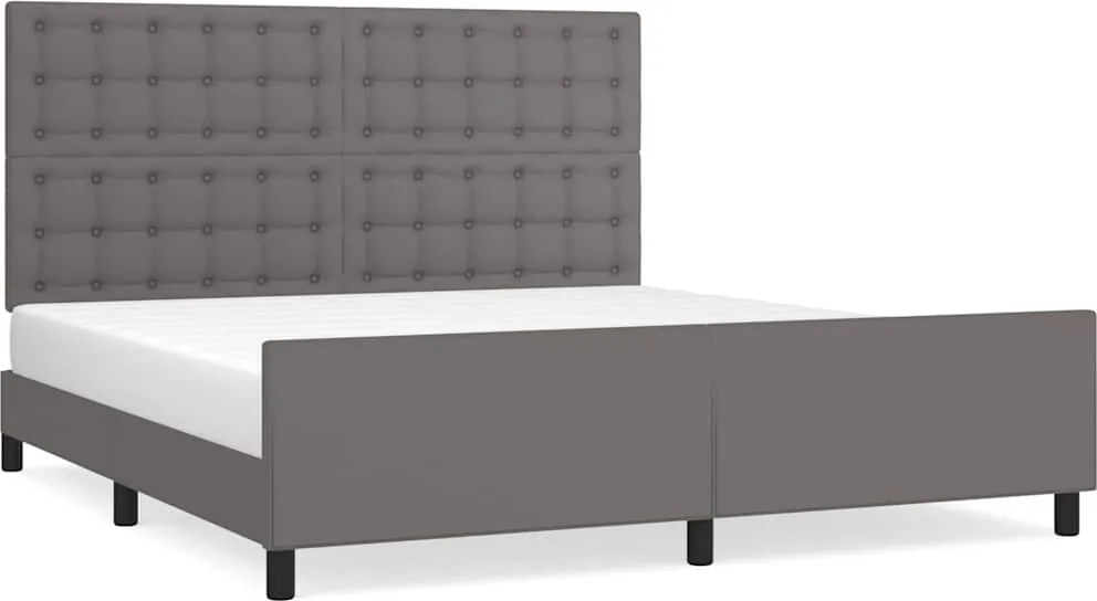 Rám postele s čelem šedý 160x200 cm umělá kůže 3125583
