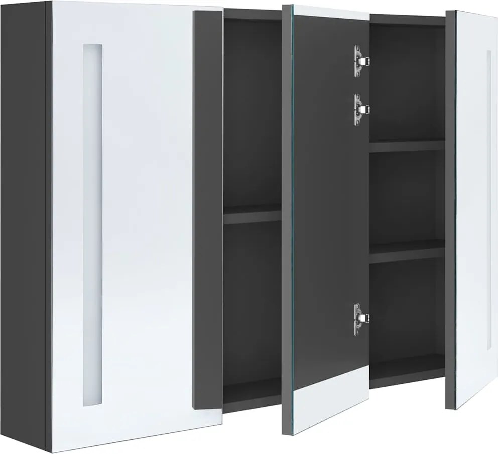 LED koupelnová skříňka se zrcadlem 89 x 14 x 62 cm šedá 326527