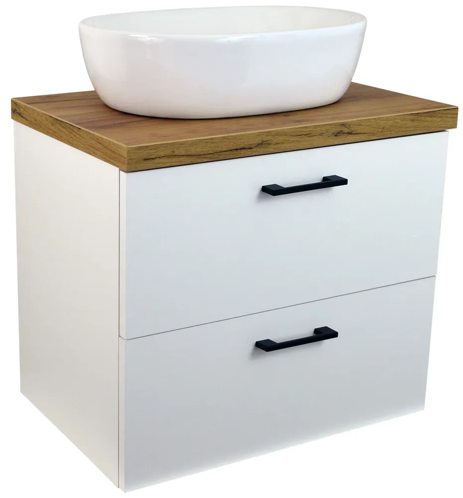 Comodo Koupelnová skříňka pod deskové umyvadlo Agria 60-HD - bílá/zlatý dub