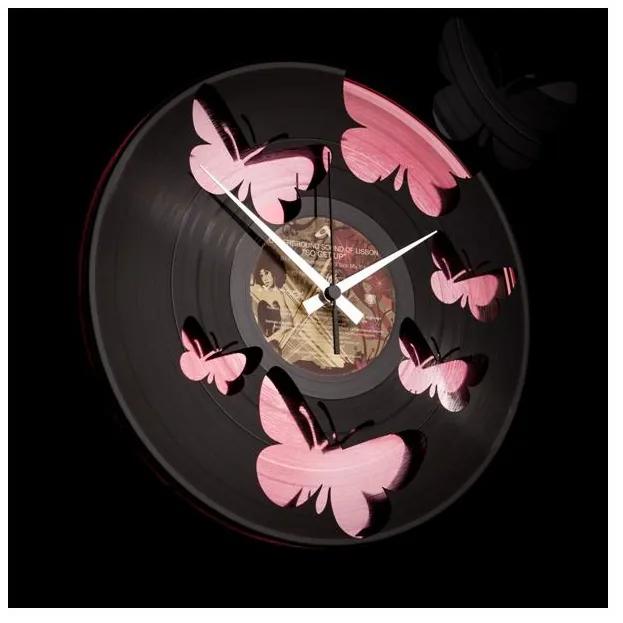 Designové nástěnné hodiny Discoclock 056 Motýli Pink 30cm