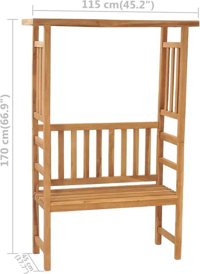 Zahradní lavice s pergolou 115 cm masivní teakové dřevo 316170