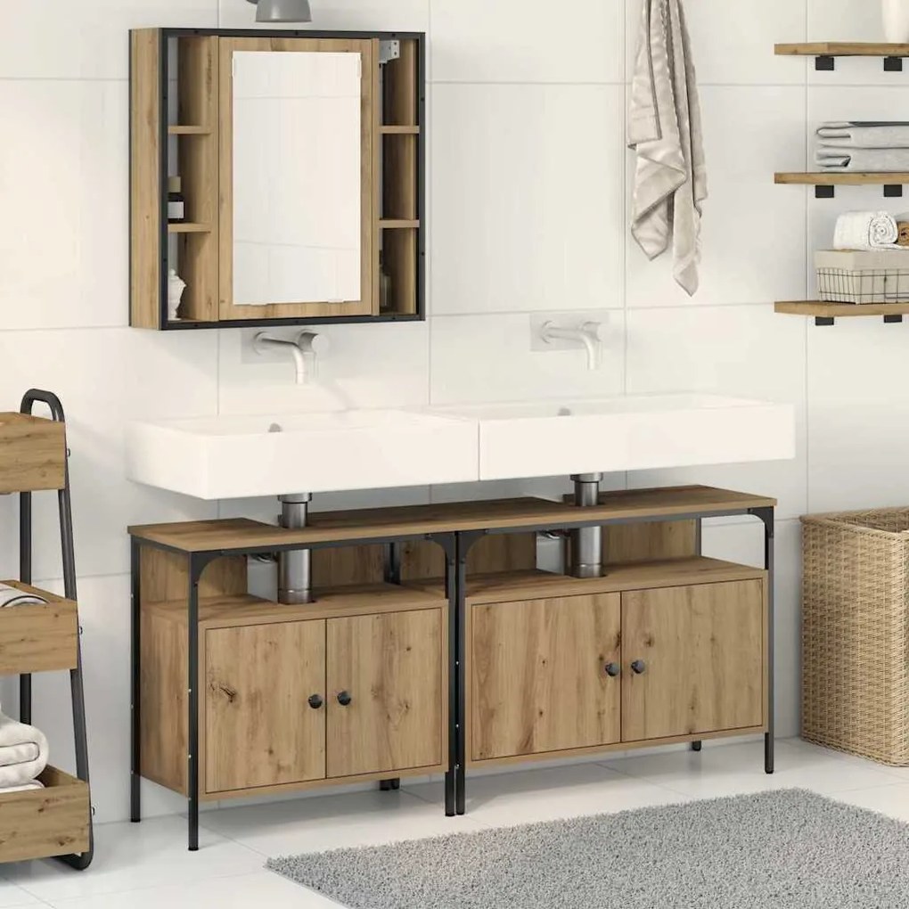 Koupelnové umyvadlové jednotky 3 ks Hnědá 80 x 30 x 60 cm 3334398