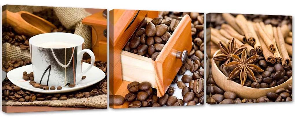Gario Sada obrazů na plátně Káva a skořice - 3 dílná Rozměry: 90 x 30 cm