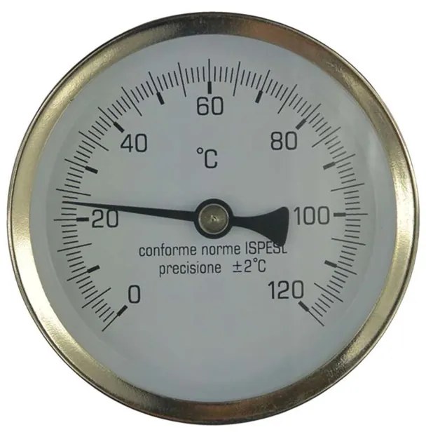 Klum, Teploměr bimetalový DN 100, 0 - 120 °C, zadní vývod 1/2", jímka 50 mm PR3054